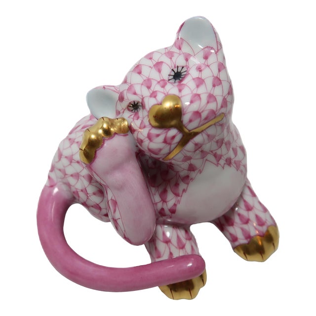 Herend Lion Cub Raspberry | Chairish