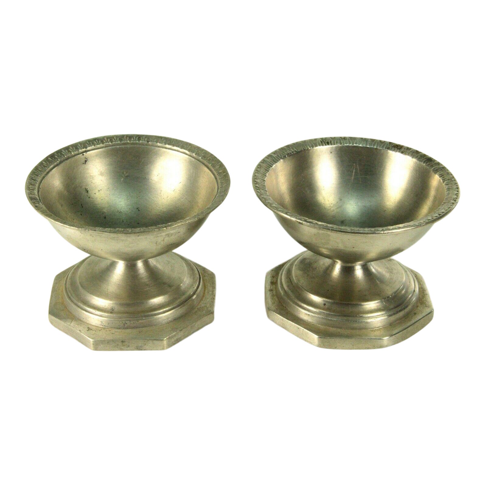 Early 18th Century Pewter Open Salt Cellars With Octagonal Base- a Pair ...