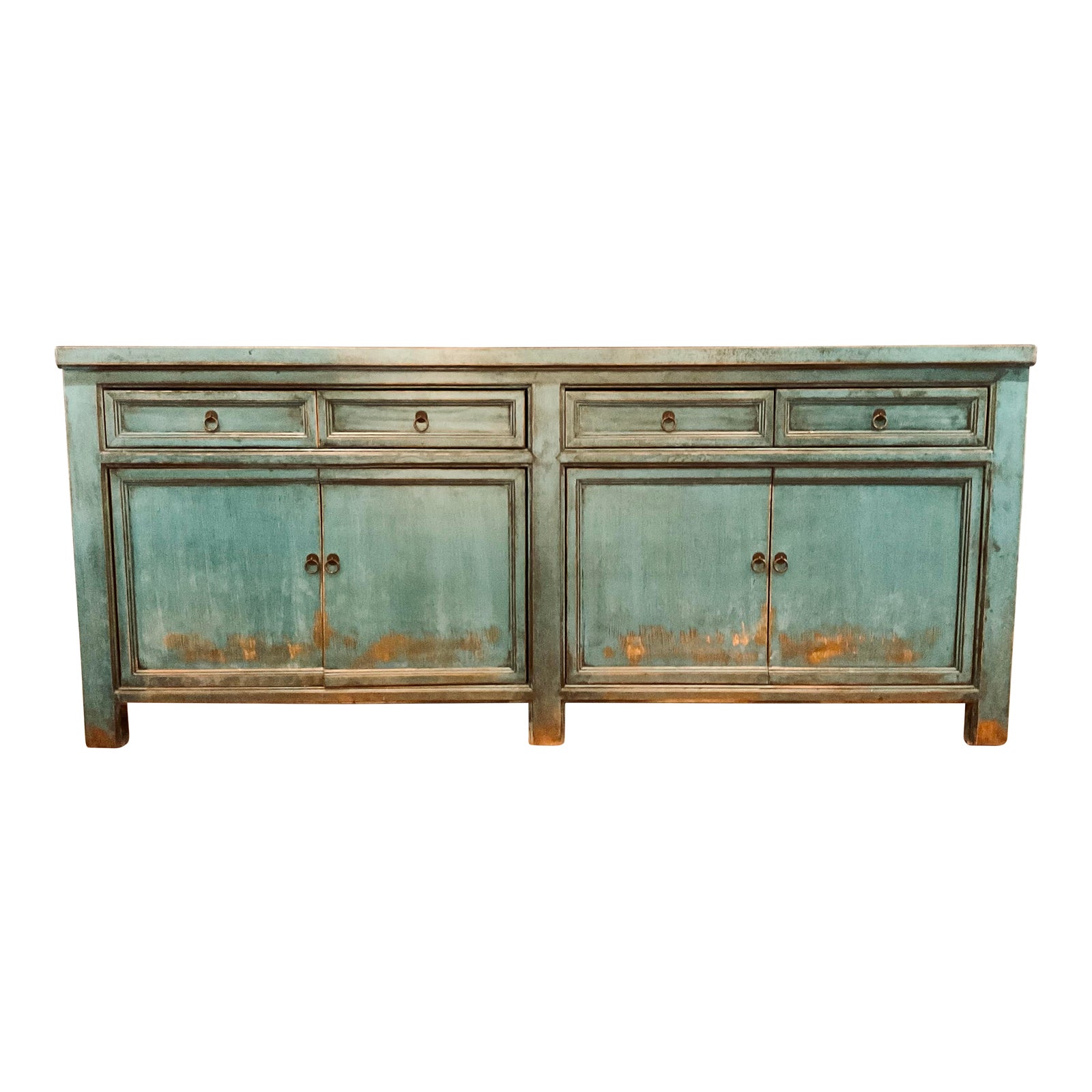 Modern Rustic Teal Sideboard | Chairish