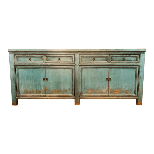 Modern Rustic Teal Sideboard | Chairish