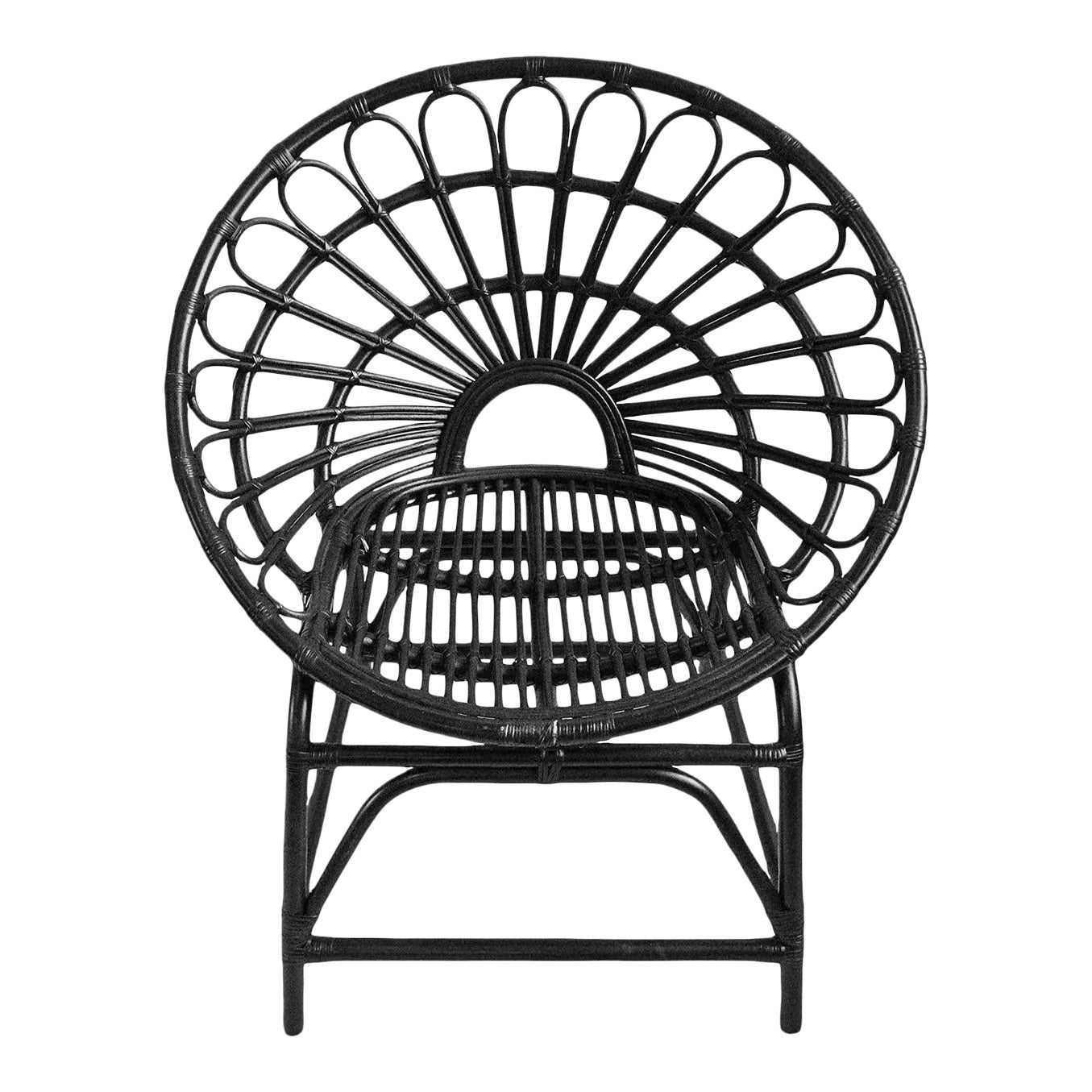 Black Bamboo Flower Ring Chair | Chairish