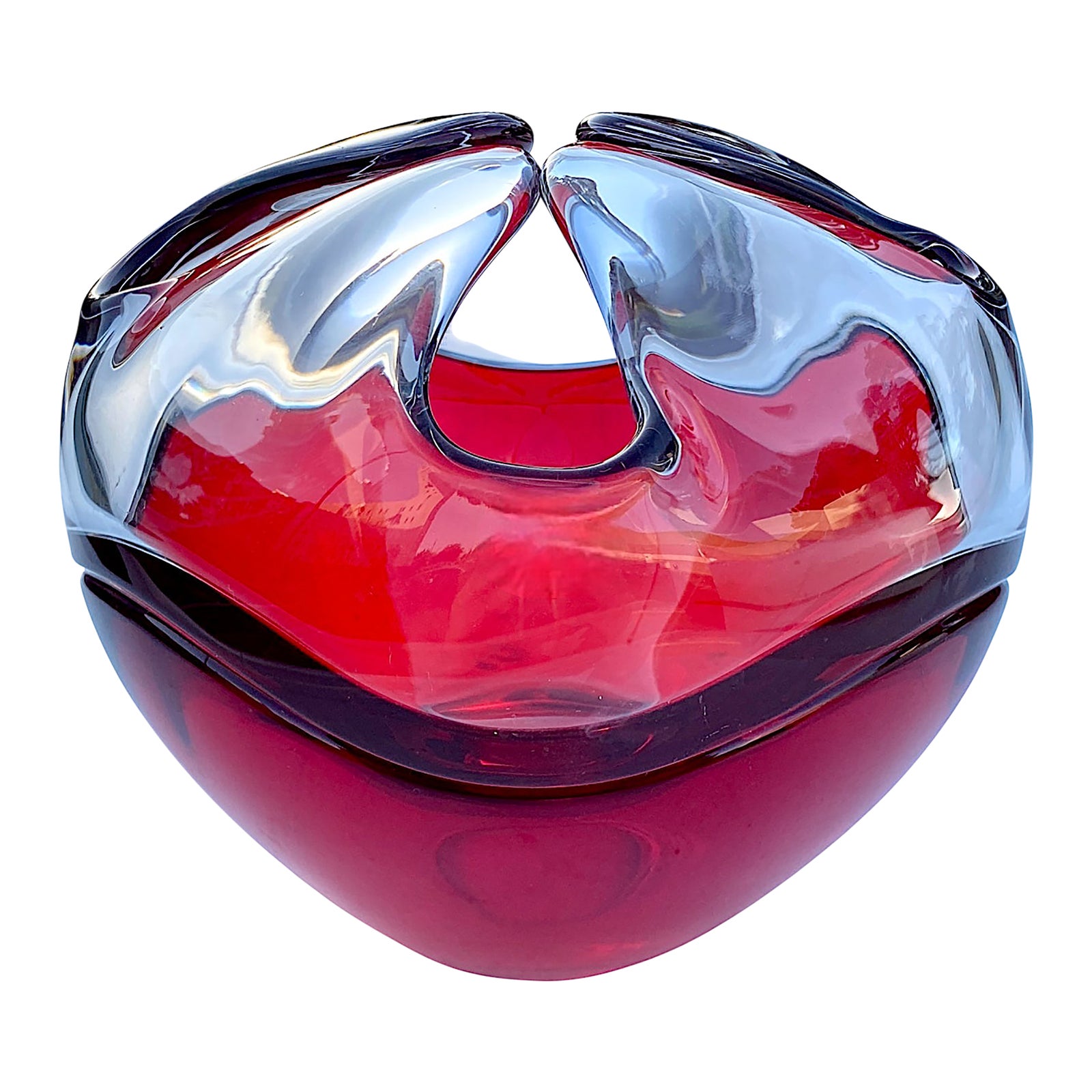 Mid 20th Century Tiffin Empress Ruby Crystal Rose Bowl | Chairish