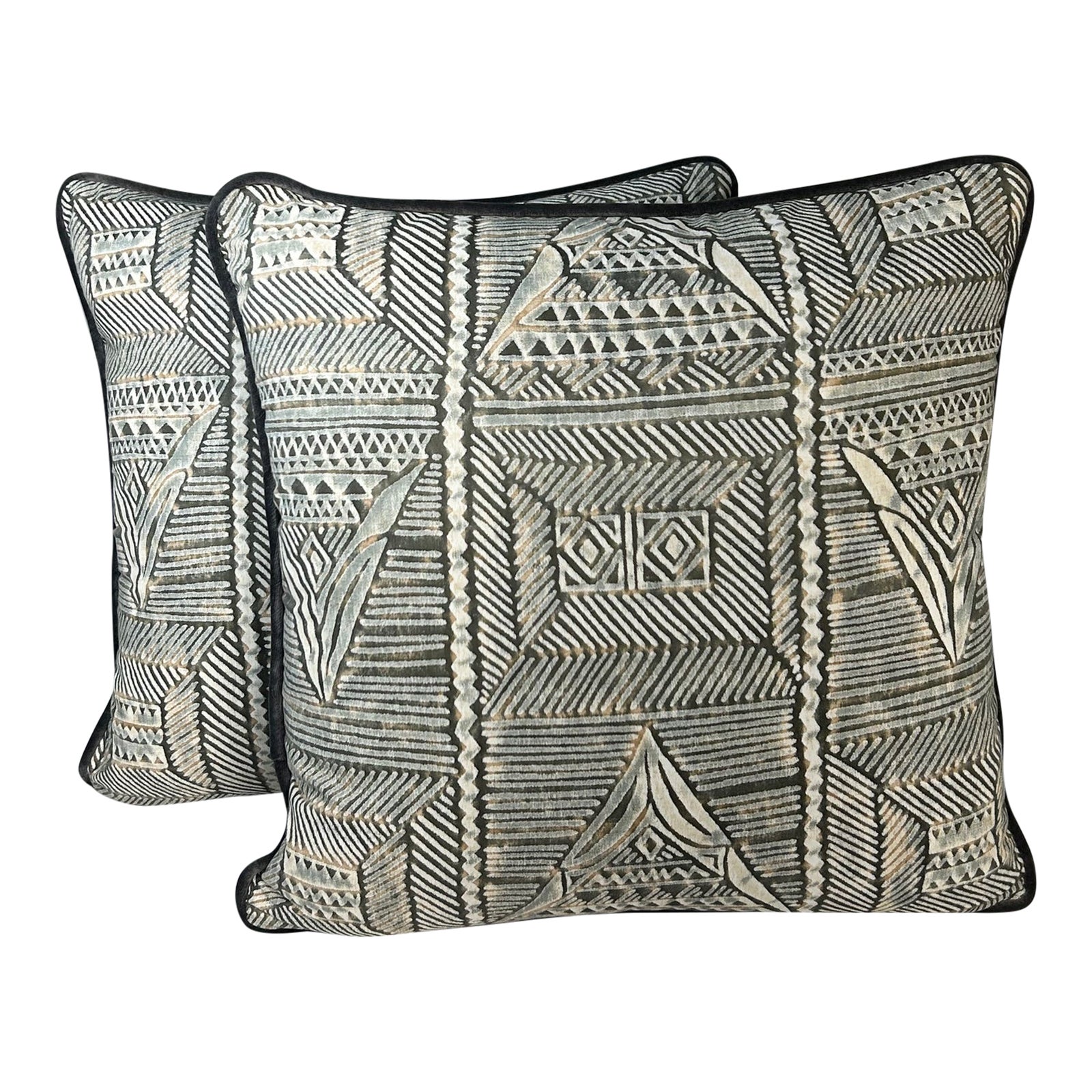 Fortuny "Mayan" Square Pillows - a Pair | Chairish