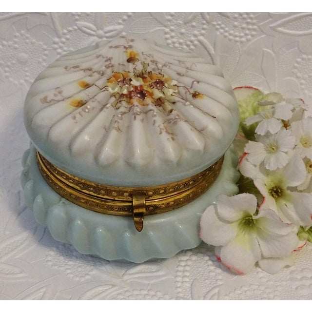 Late 19th Century Cf Monroe Wave Crest Shell Pattern Enamel Glass Box ...