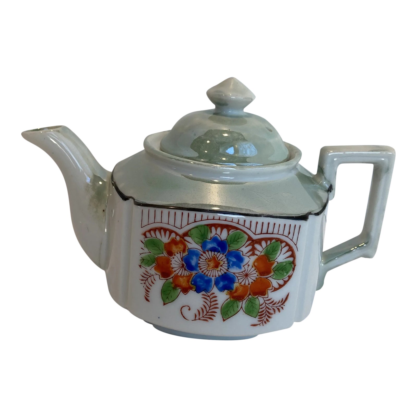 Vintage Tashiro Shoten Lusterware Hand-Painted Small Teapot | Chairish