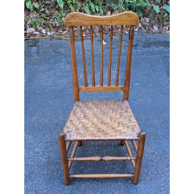 Antique Early American Handmade Solid Maple Spindle Back Chair With ...