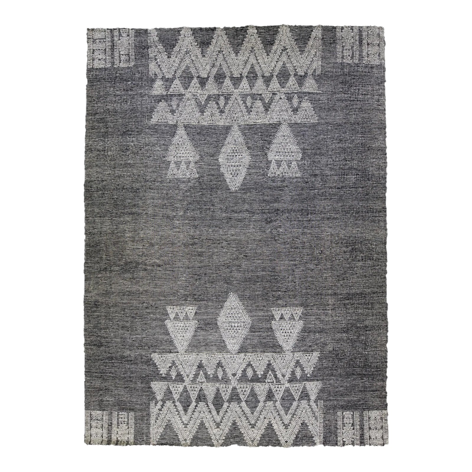 Modern Apadana's Safi Collection Handmade Gray Designed Wool Rug | Chairish