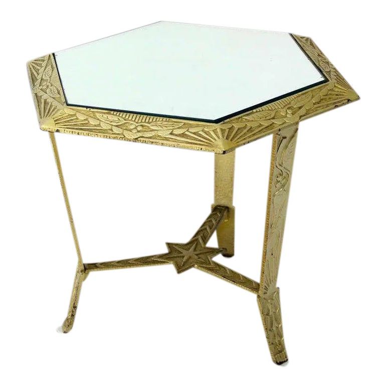Mid-Century Modern Hexagon-Top and Star Base Side Table | Chairish
