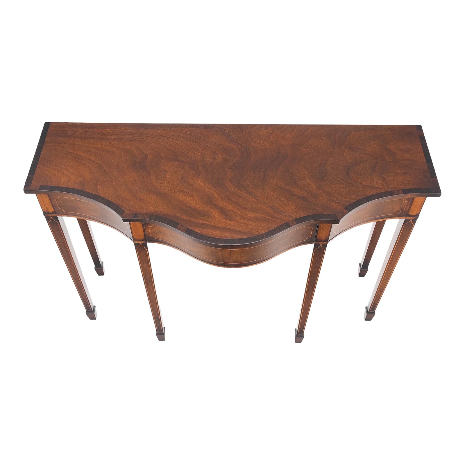 Federal Flame Mahogany Banded Serpentine Front 6 Legged Console Table ...