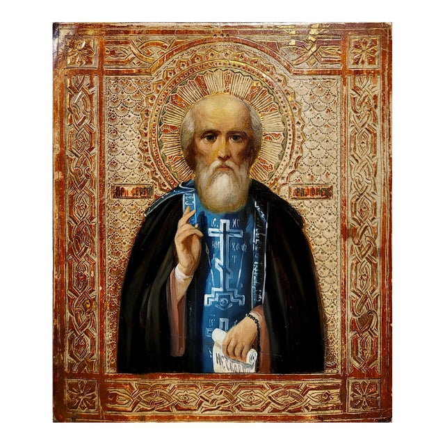 19th Century Russian Icon- Portrait of St. Nicholas -Oil Painting | Chairish