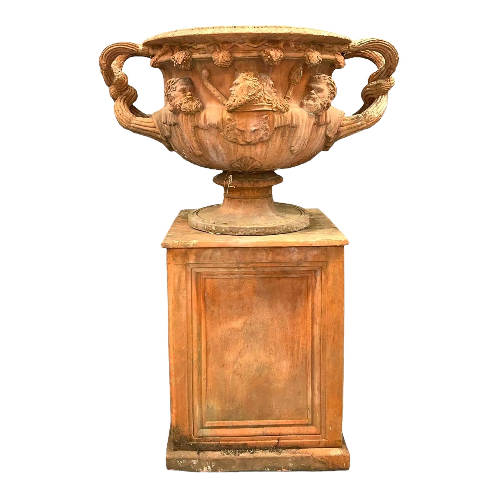 1980s Terra Cotta Model of the War Wick Urn on Pedestal | Chairish