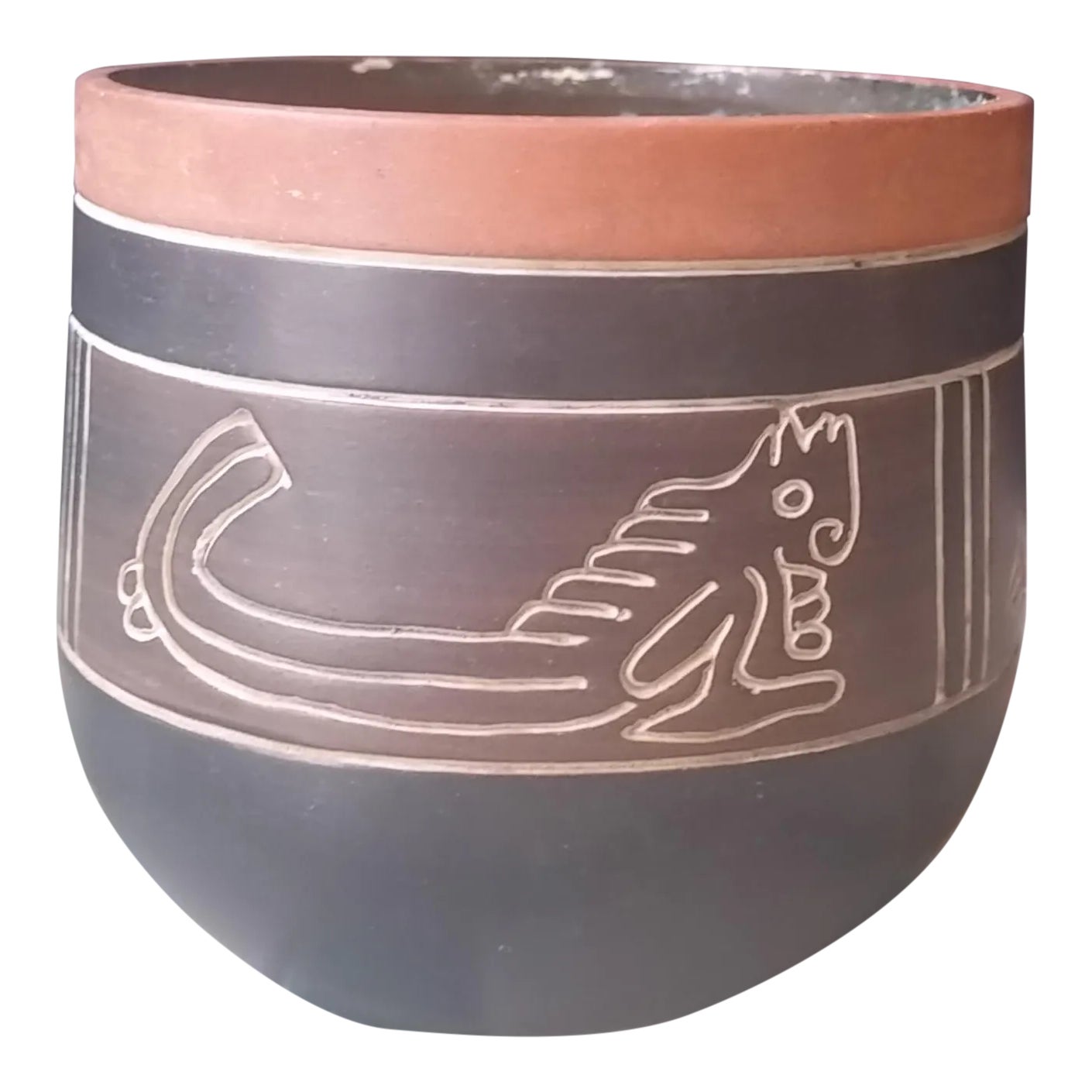 Armando De Mexico Incised Tan Planter | Chairish