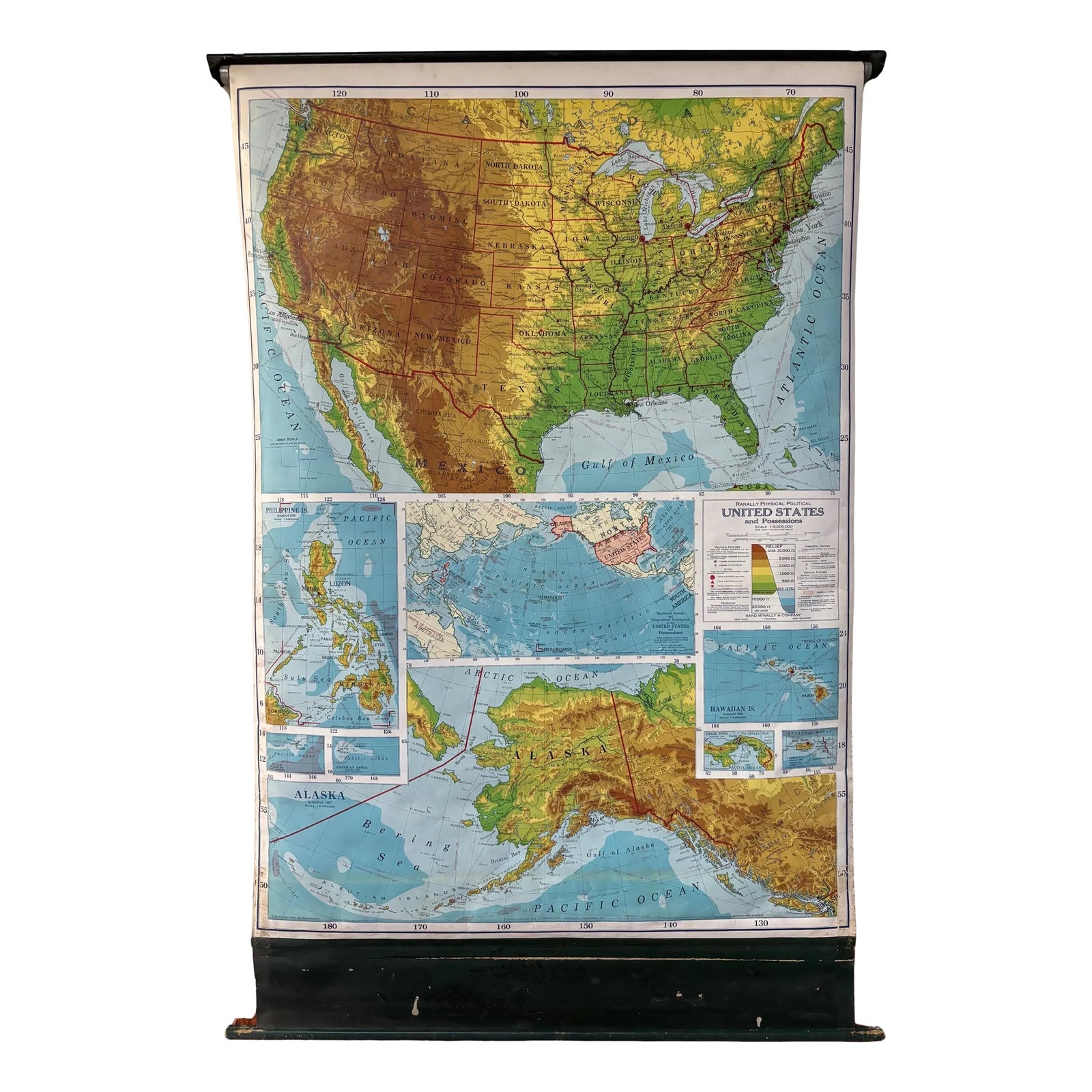 United States 50’s Roll Up Map | Chairish