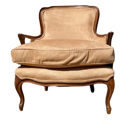 Transitional Suede Lounge Chair | Chairish