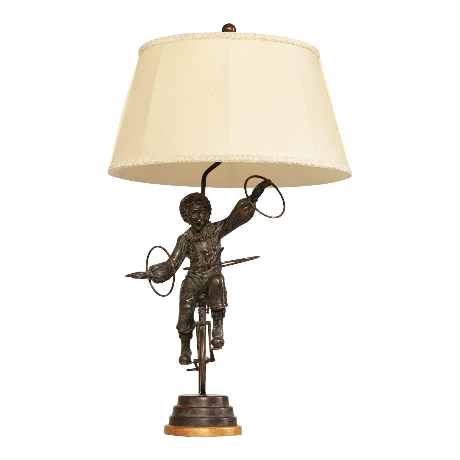 Bronze Unicycle Clown Table Lamp | Chairish
