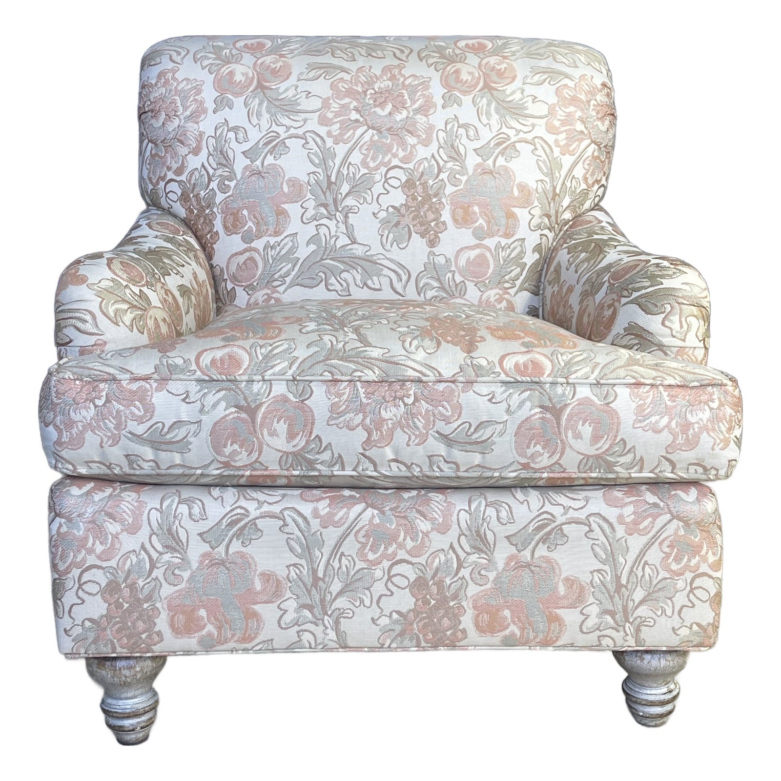 Lounge Chair by Hickory Craft Chair With Orange and Creme Color Damask ...