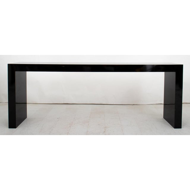 Minimalist Black Lacquer Console Table | Chairish
