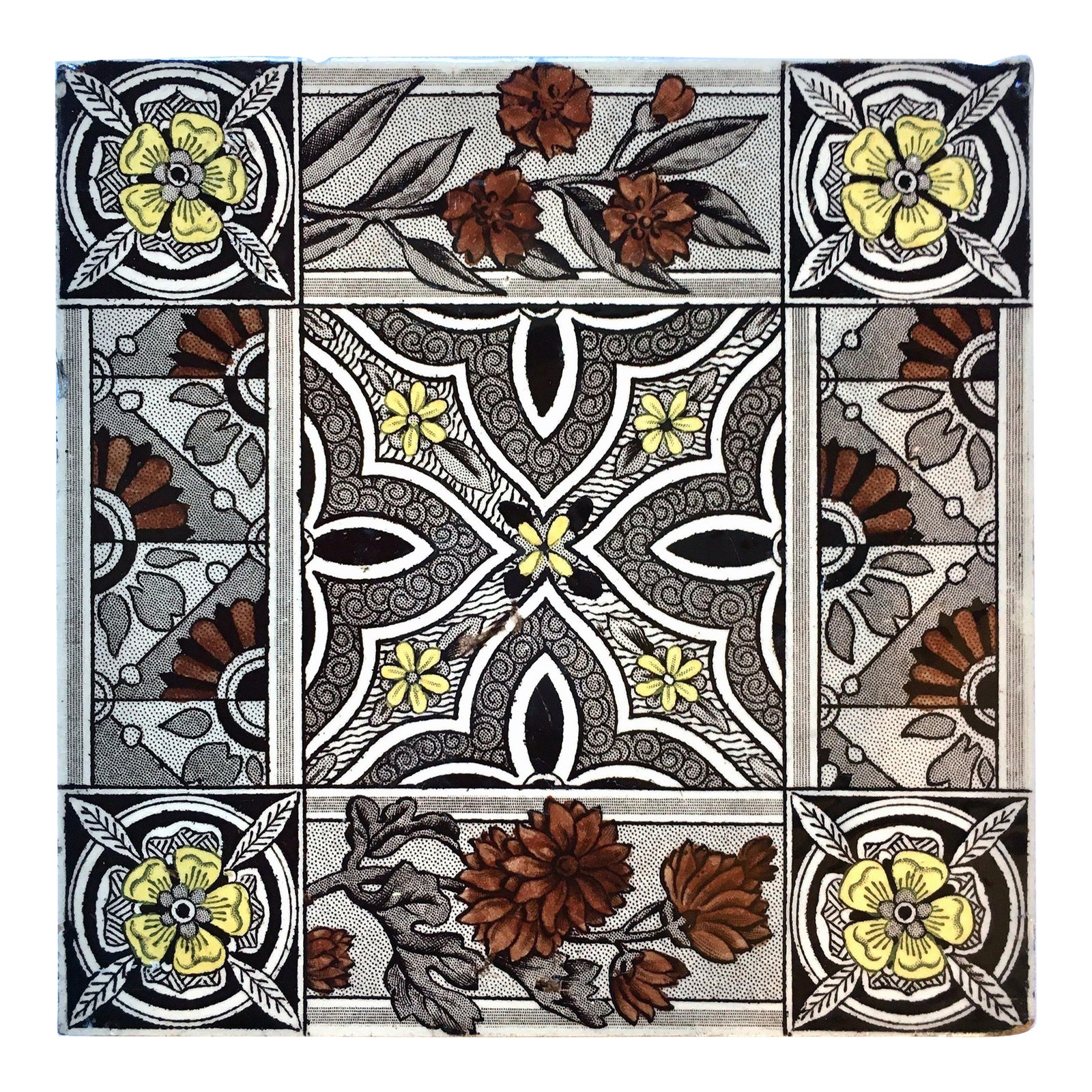 Victorian British Aesthetic Movement Tile C. 1880s | Chairish