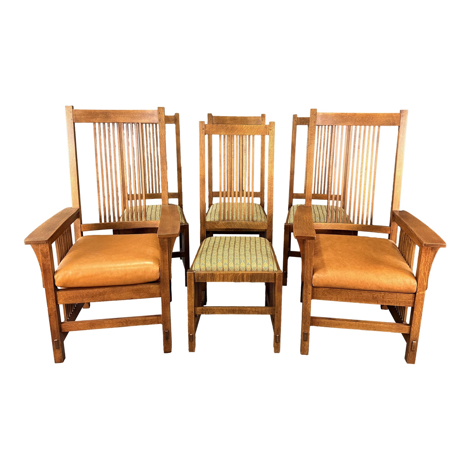 Set of 6 Stickley Solid Oak Mission Style Dining Chairs | Chairish