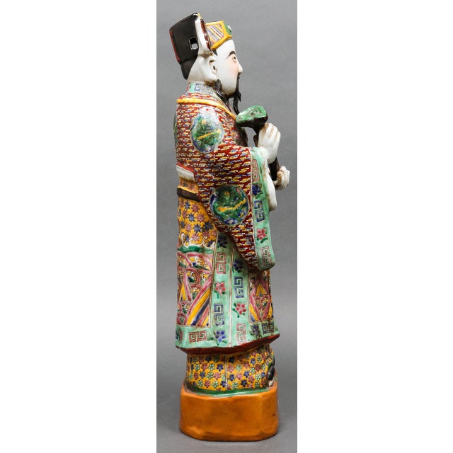 Chinese Tall Polychrome Ceramic Glazed Immortal Lu Figure | Chairish