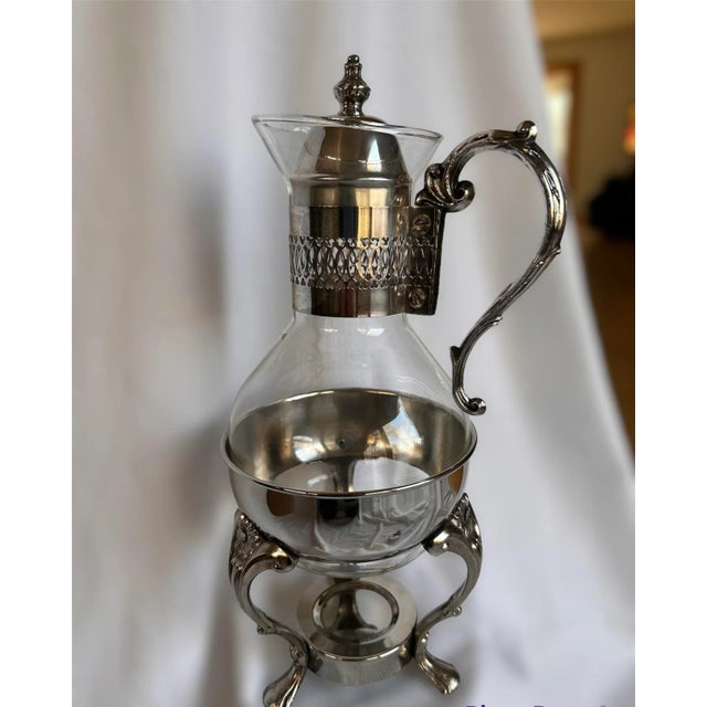 Vintage Silver Plated Coffee Pot Silver Server Glass Carafe and Pair of ...