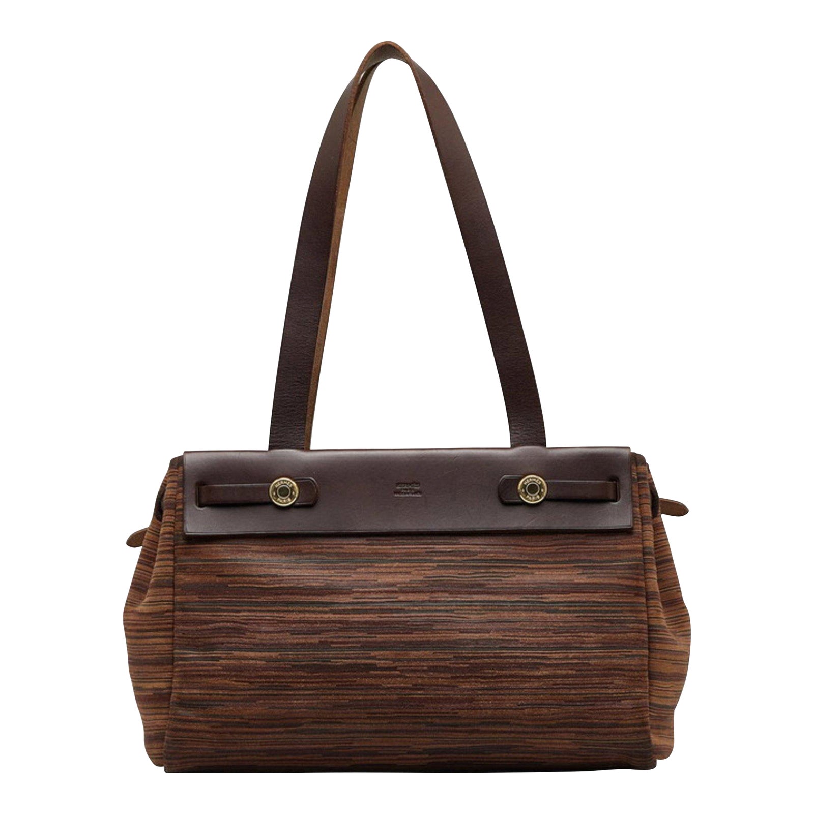 Hermes Ale Bag Cabas Pm One Shoulder Brown Multicolor Toile Officier ...