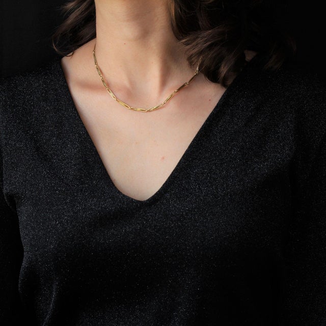 French 19Th Century 18 Karat Yellow Gold Rice Grain Mesh Chain | Chairish