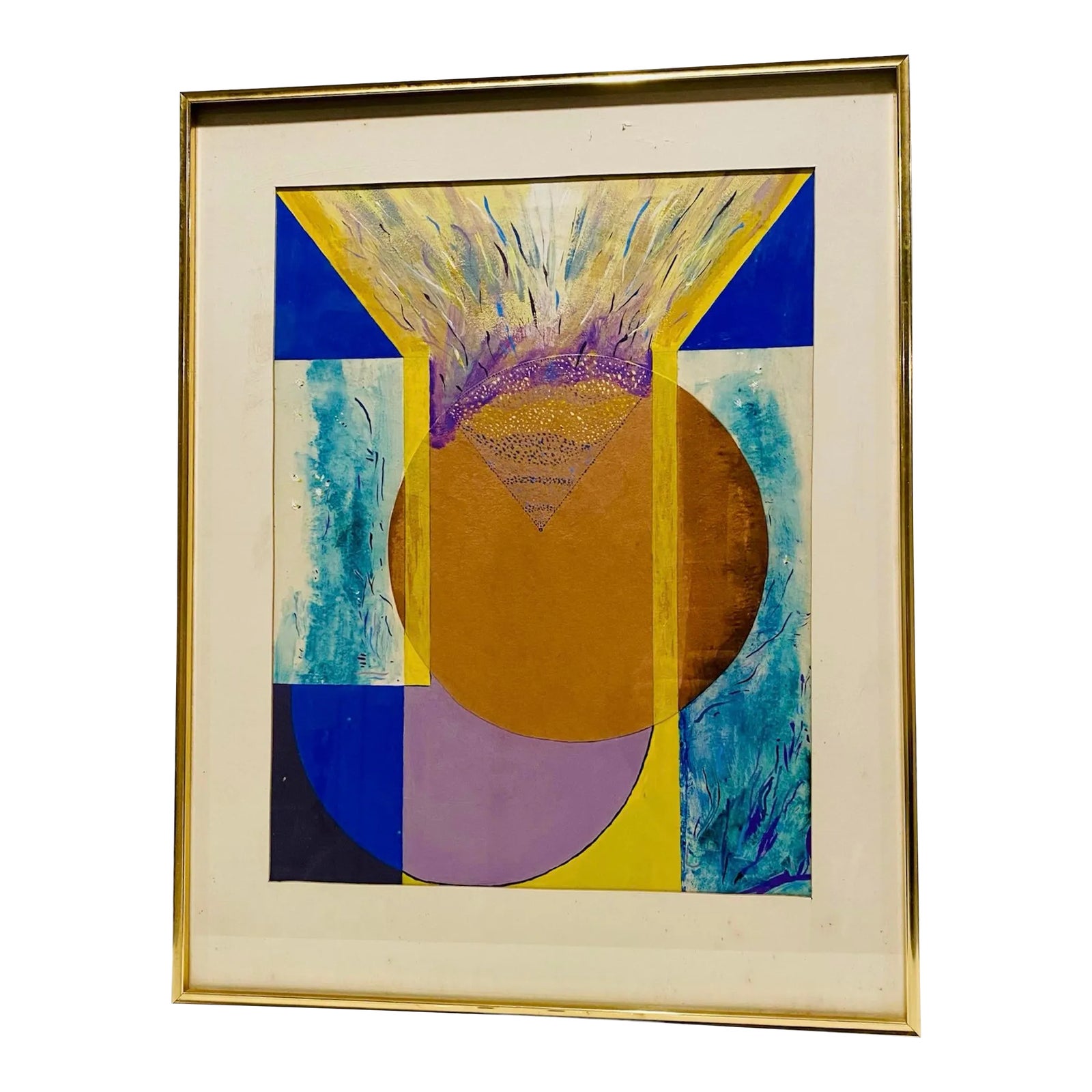 1990s Geometric Somatic Abstraction Oil Painting | Chairish