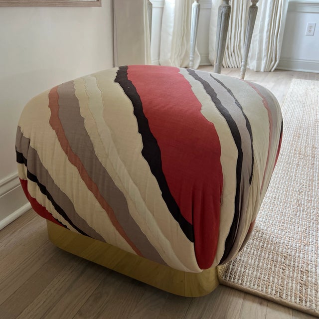 Karl Springer Attribute Soufflé Pouf Ottoman on Casters With Original ...