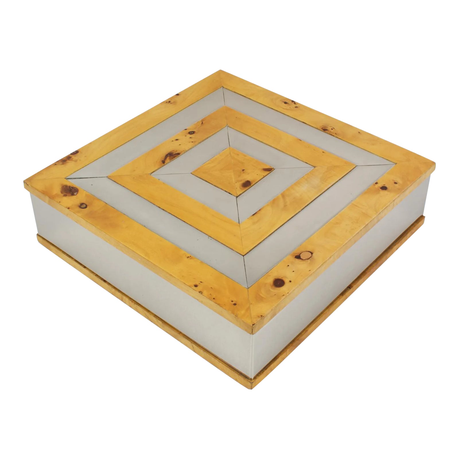 Tommaso Barbi Italy Chrome and Burl Wood Large-Scale Box | Chairish