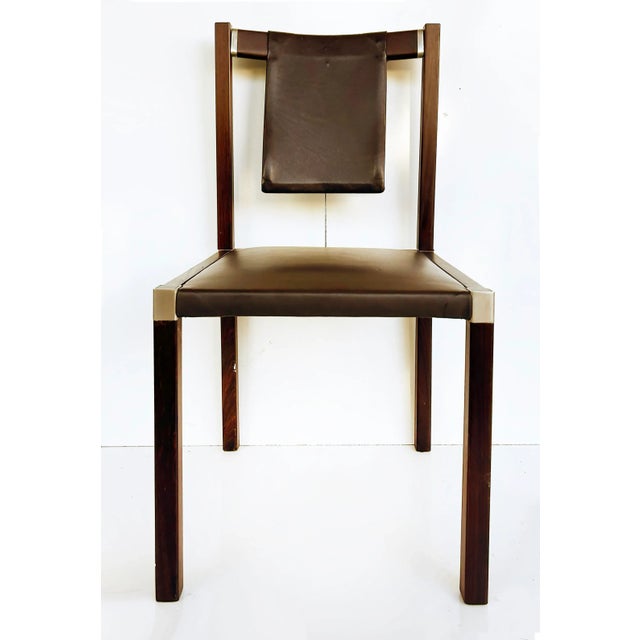 Zele "Marcus & Alexis" Dining Chairs in Leather, Stainless and Wood ...