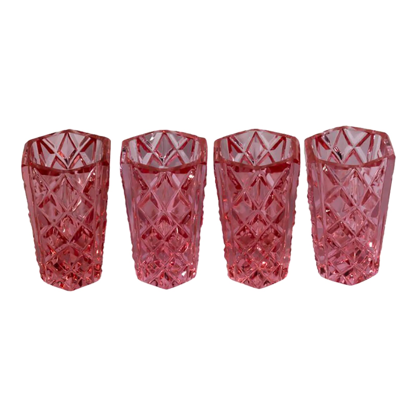 Vintage Bohemian Pink Shot Glasses, Set of 4 | Chairish