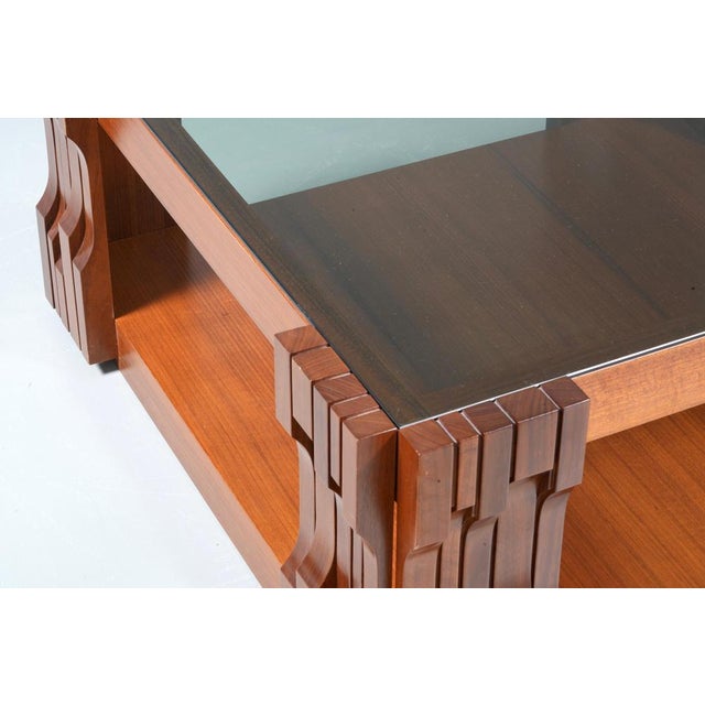 Norman Piano Coffee Table in Walnut and Glass by Luciano Fregerio, 1968 ...