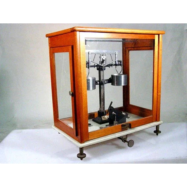1940s Analytical Beam Balance Scientific Scale in Glass Case | Chairish