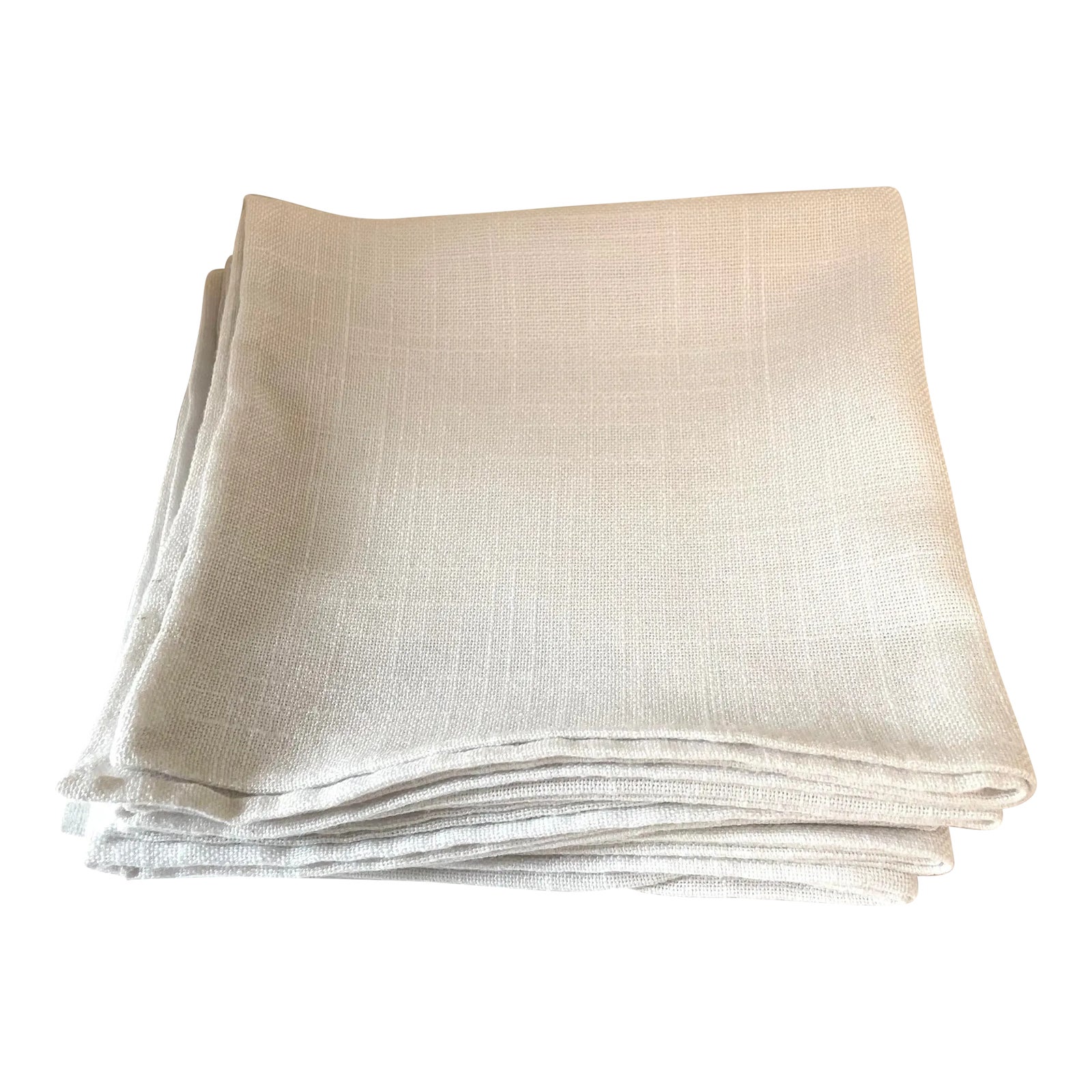 Vintage Woven White Dinner Napkins - Set of 6 | Chairish