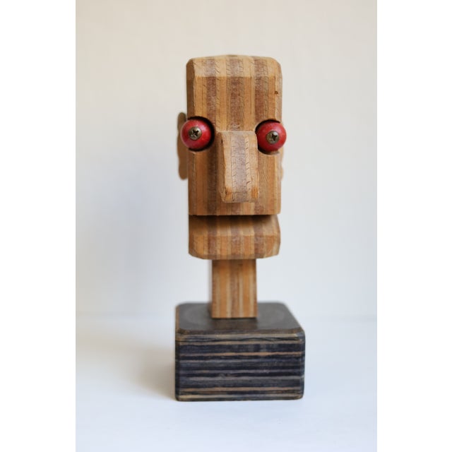 Mid Century Folk Art Plywood Sculpture Whimsical Man | Chairish