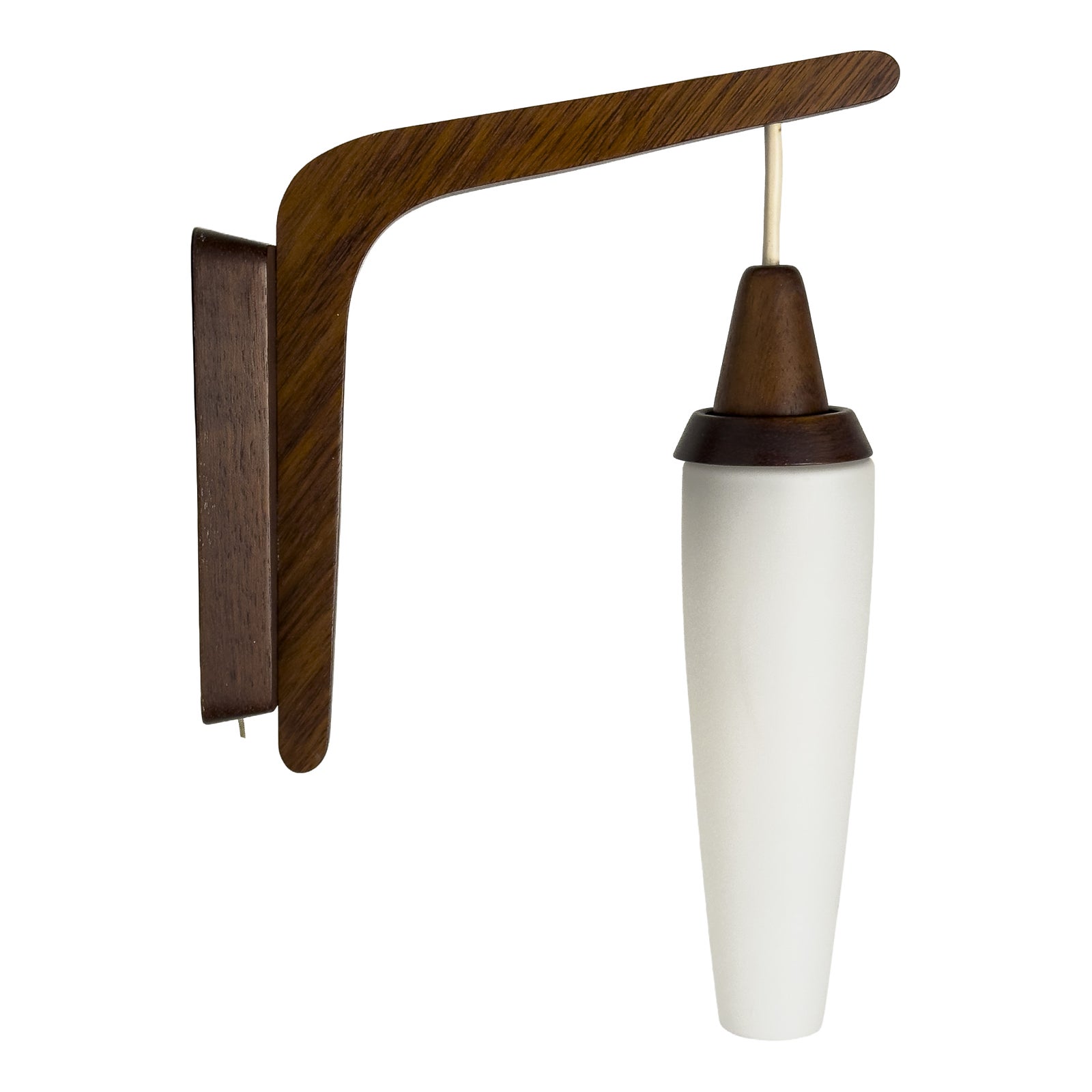 Wall Light in Teak and Opaline Glass, 1960s | Chairish