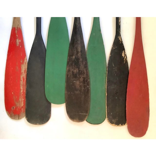 Set of 7 Vintage Canoe Paddles With Paddle Rack | Chairish