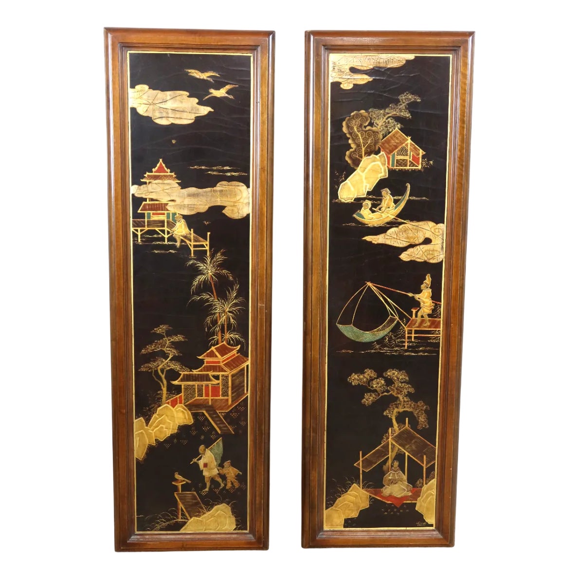 Lacquer Panels, 1890s, Set of 2 | Chairish