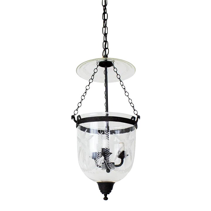 Late 20th Century Glass Bell Jar With Laurel Swag Pattern | Chairish