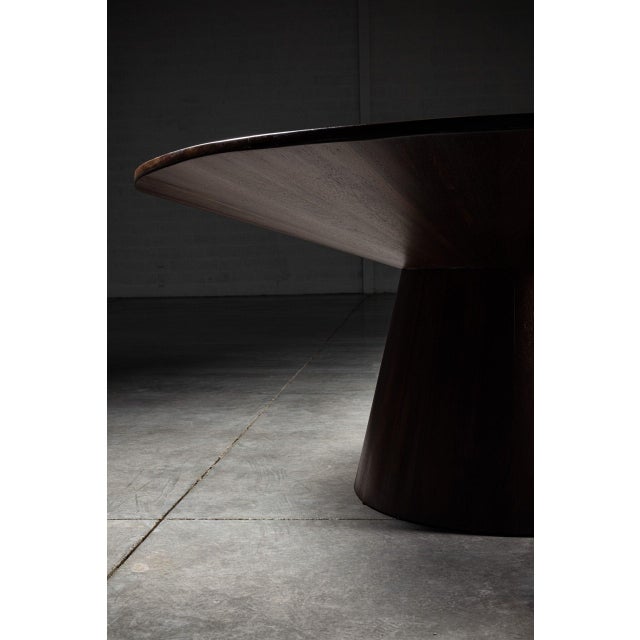 Unidentified Round Walnut Finish Dining Table | Chairish