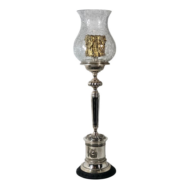 Silver Plated Vintage Torch Hurricane Holder Candle Holder Crackle ...