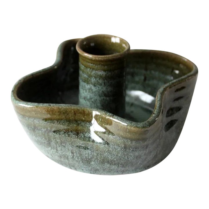 Vintage Studio Pottery Candlestick Holder | Chairish