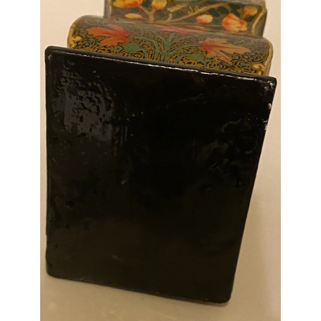 Hand-Painted Kashmir Lacquer Papier-Mâché Box for Playing Cards | Chairish