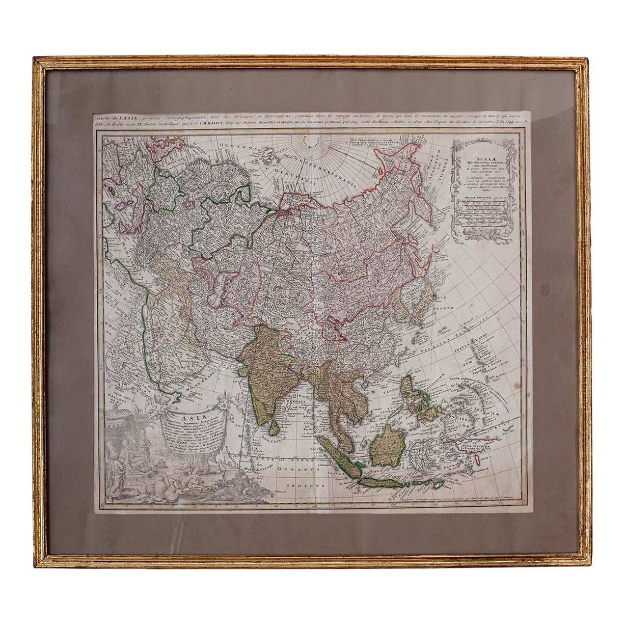 Mid 20th Century Map of Asia | Chairish