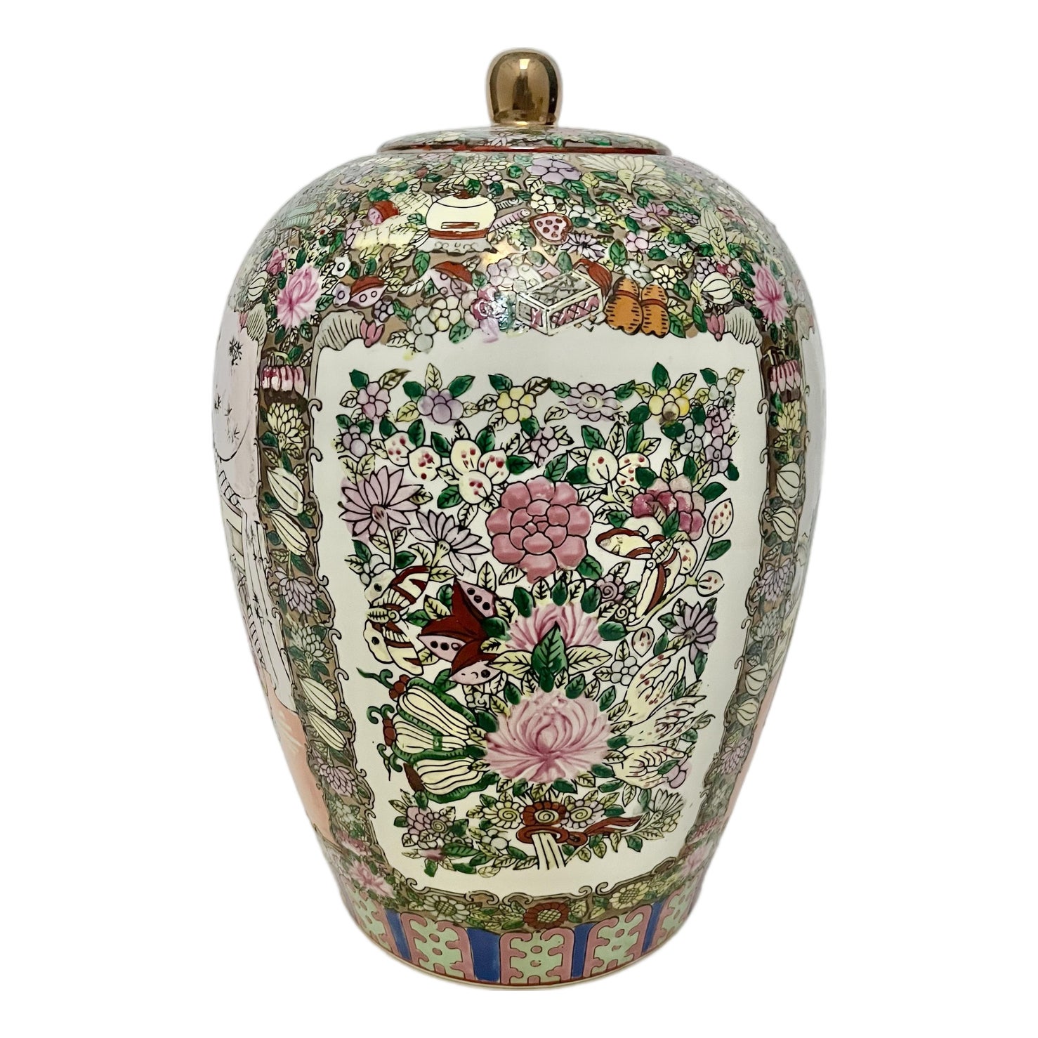 Vintage Chinoiserie Ginger Jar – Hand-Painted With Figures & Florals ...