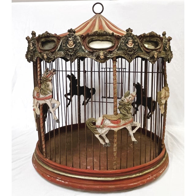 Early 1900's Hand Crafted Whimsical Circus Carousel Birdcage With ...