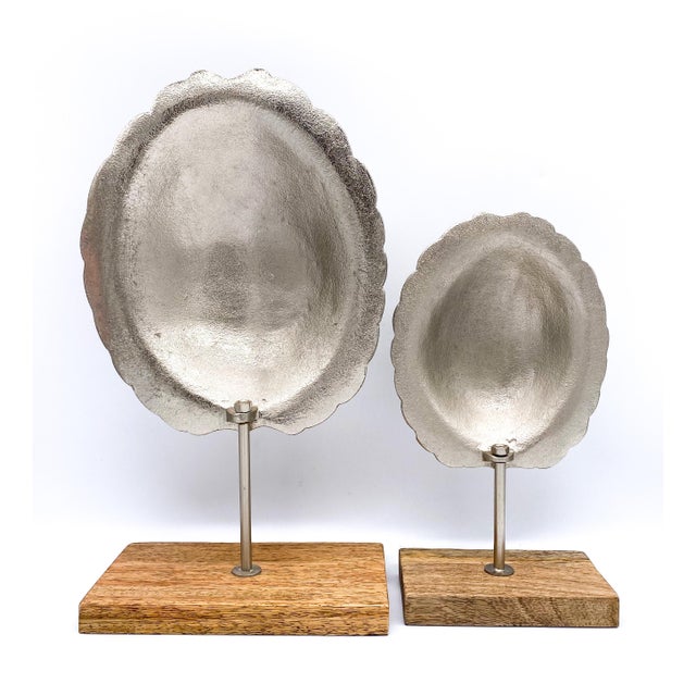 Contemporary Cast Aluminum Turtle Shells on Wood Stands- Set of 2 ...