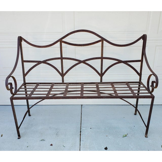 Antique 19th Century English Regency Wrought Iron Garden Bench | Chairish