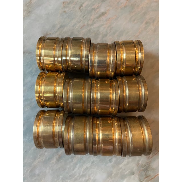 Set of 12 Late 20th Century Unlacquered Brass Napkin Rings | Chairish